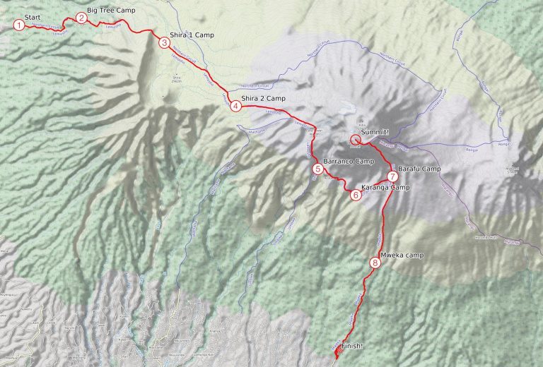 Lemosho Route Map – Lemosho Route